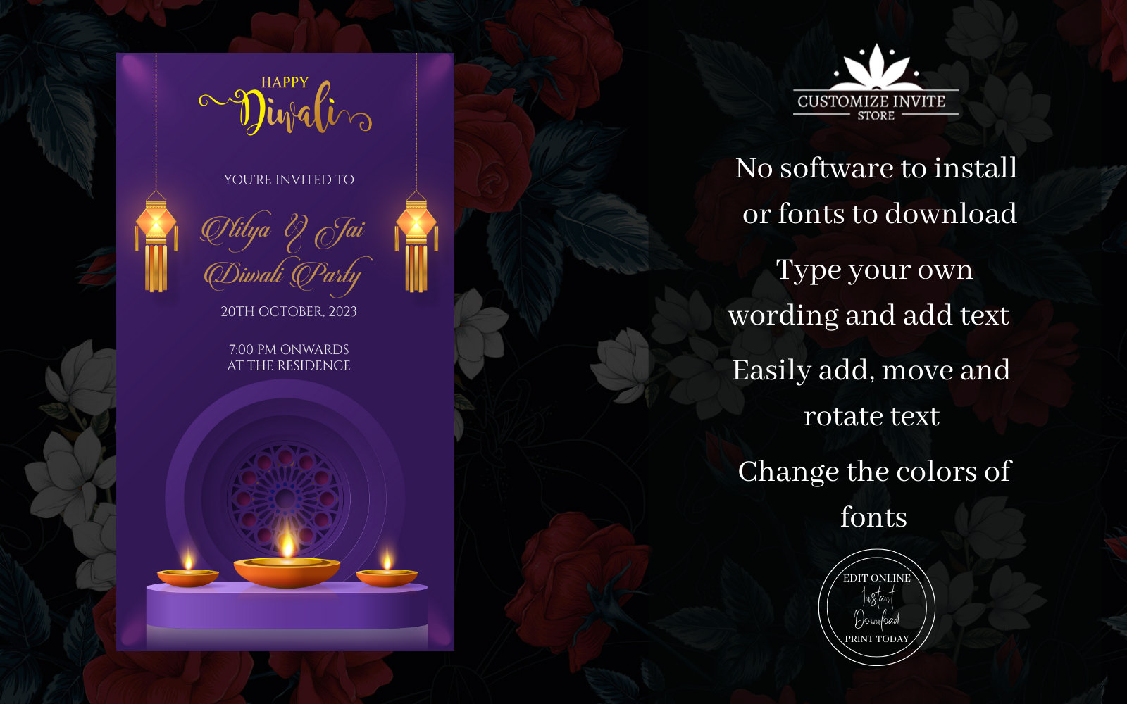 Diwali Party Invite & Diwali Invitations, Diwali Card Party, Diwali ...