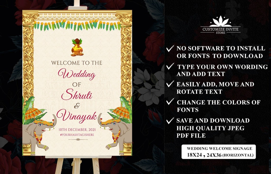 South Indian Wedding Sign as Tamil Welcome Sign, Tamil Wedding Welcome ...