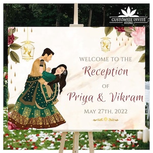 Indian Reception Welcome Signs, Indian Couple Wedding Welcome Sign ...