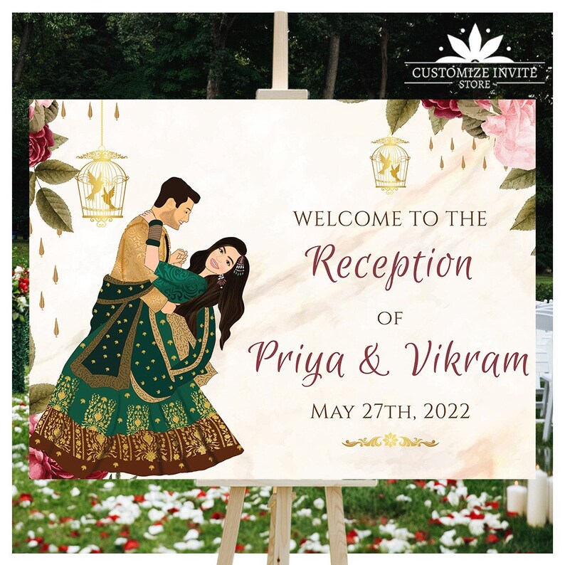 Indian Reception Welcome Signs Indian Couple Wedding Welcome | Etsy