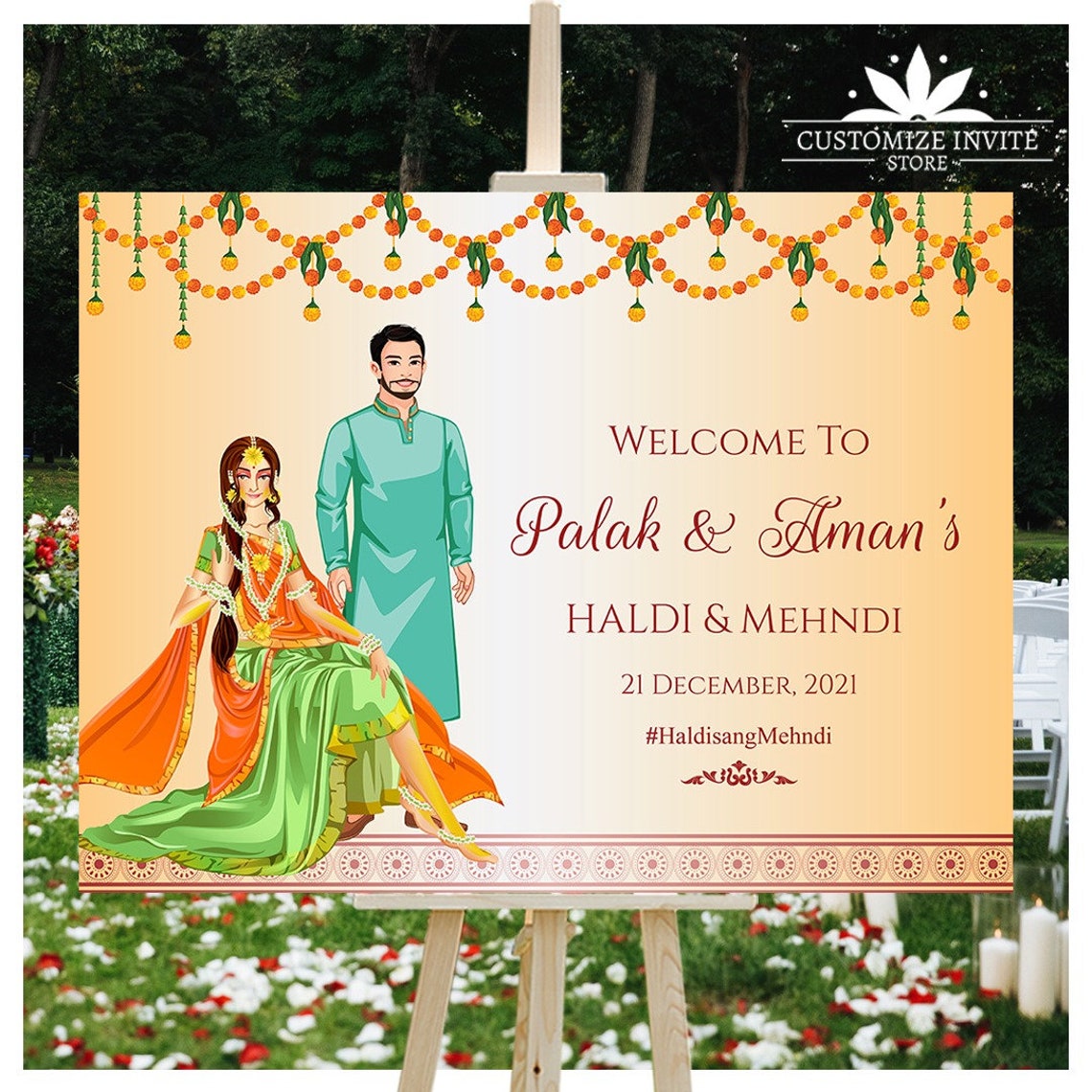 Floral Haldi Mehndi Signage Board Indian Decor Sign Halid & - Etsy