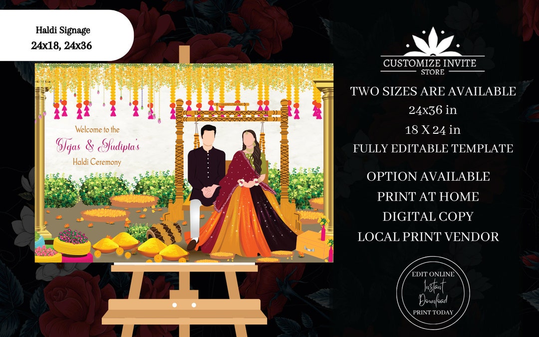 Haldi Garland Decor Welcome Signs, Haldi Ceremony Signs Bride for ...