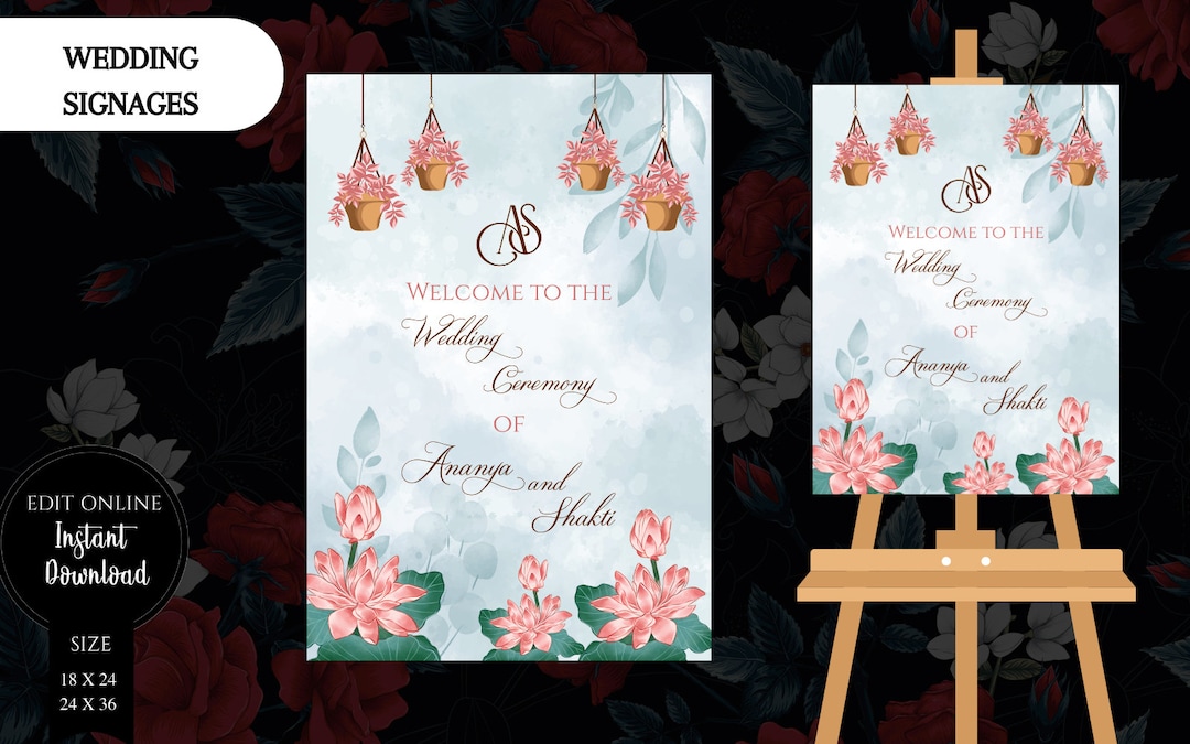 Indian Wedding Welcome Sign Board as Hindu Welcome Signage, Hanging ...