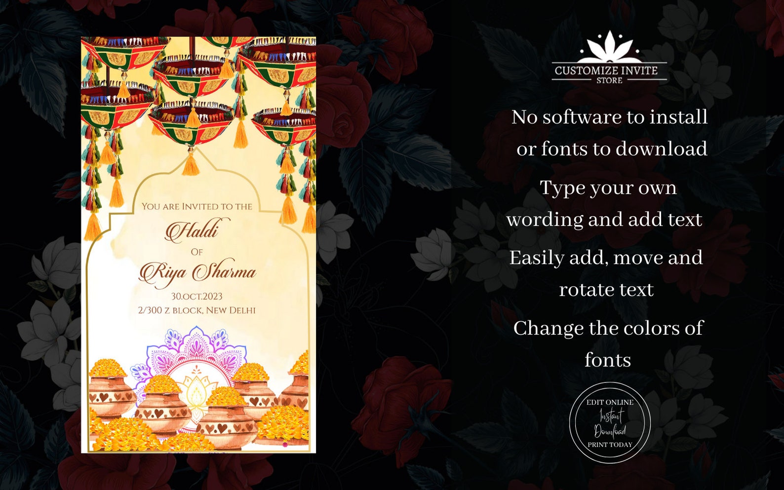 Digital Haldi Invites & Haldi Invitations, Electronic Haldi Card as ...