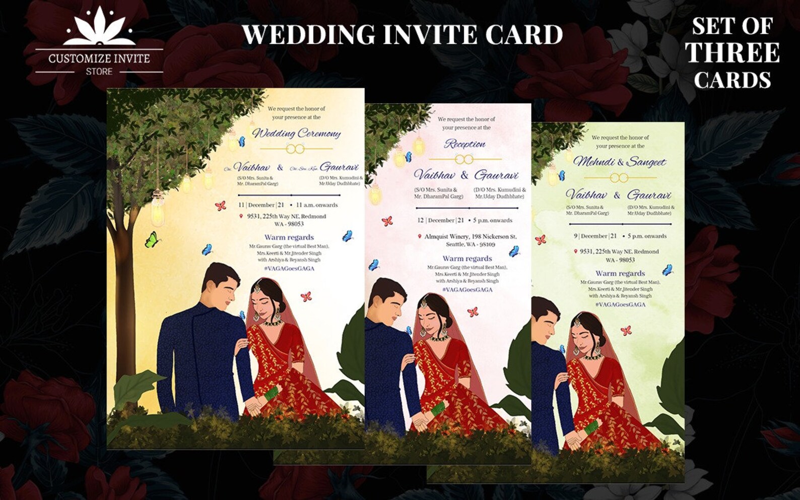 Custom Portrairt Indian Invitation Digital Wedding Card Suite Including ...