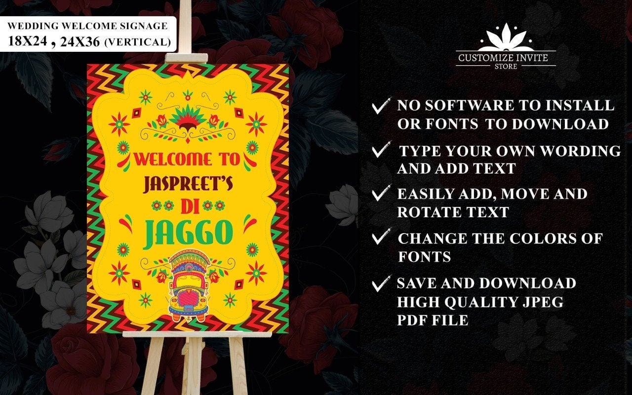 Buy Jaggo Signs Bhangra as Sikh Wedding Decor Sign, Jaggo Welcome Signs ...