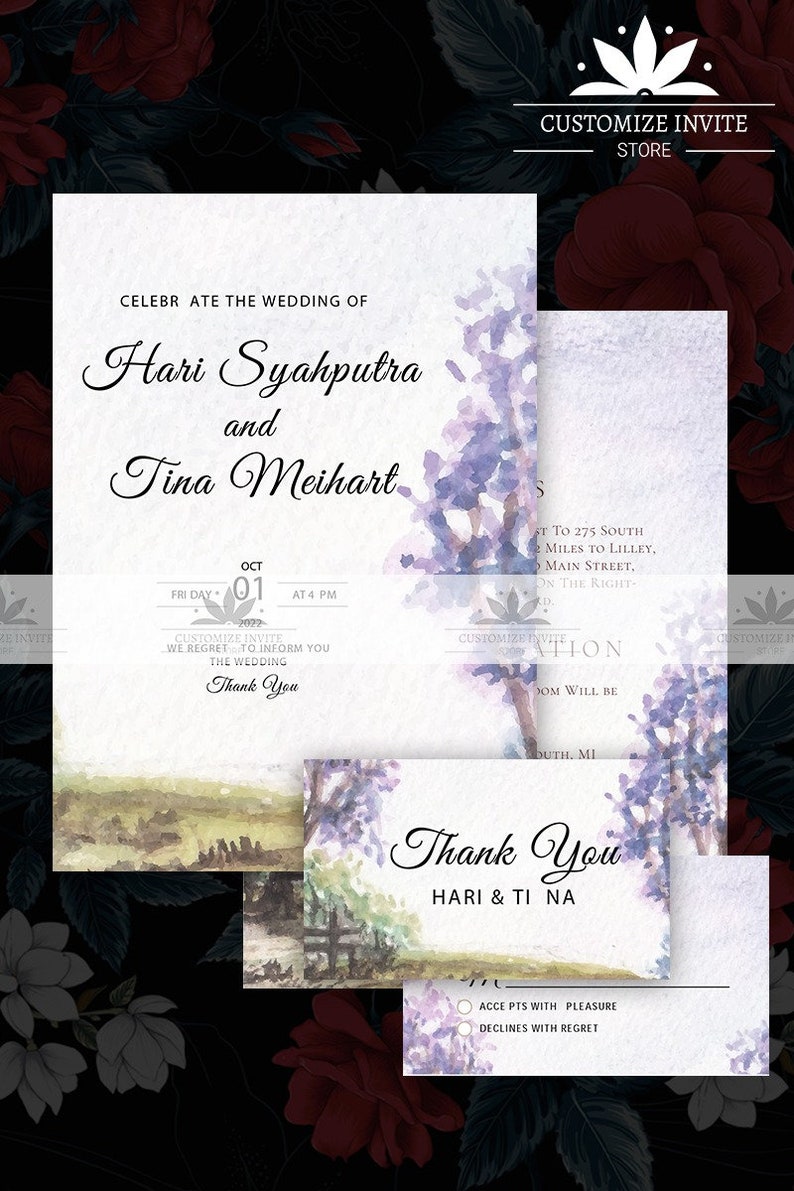 Electronic Wedding Card Digital Invitations Suite - Etsy