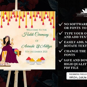 Haldi Party Welcome Signage as Haldi Night, Welcome to Our Haldi ...