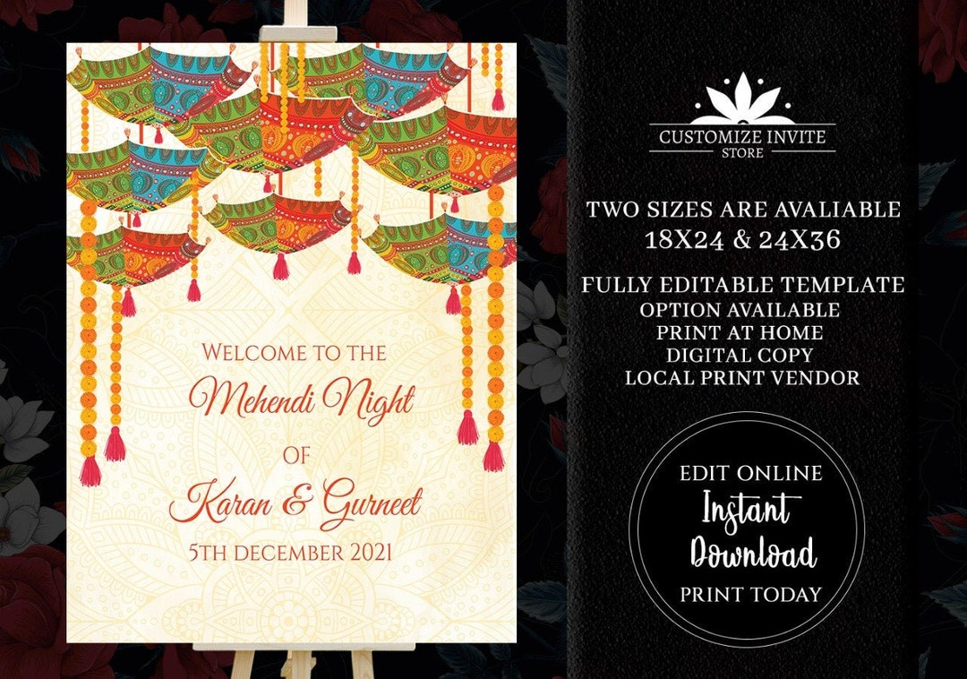 Welcome to Our Mehndi Night, Welcome to Mehndi Signs as Mehndi Welcome ...
