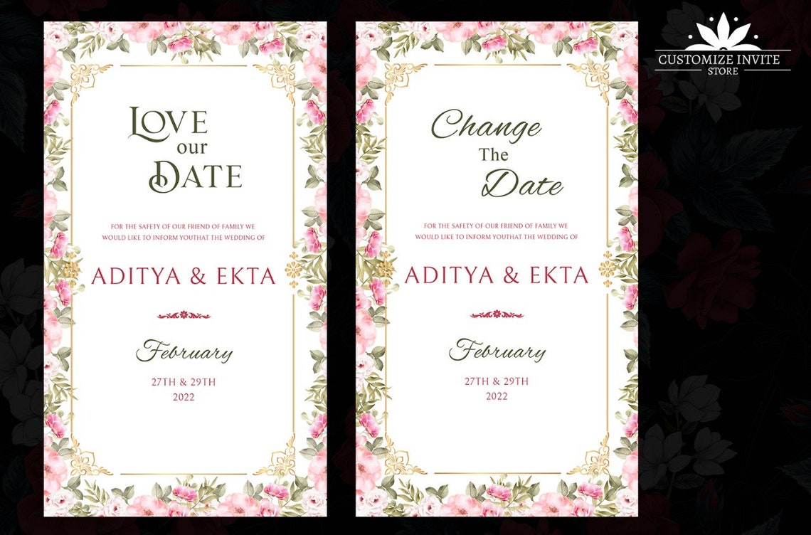 Indian Change the Date Invitation, Digital Postponement Spring Invite ...