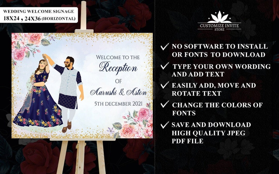 Reception Welcome Sign for Wedding,reception Signage,printable Floral ...