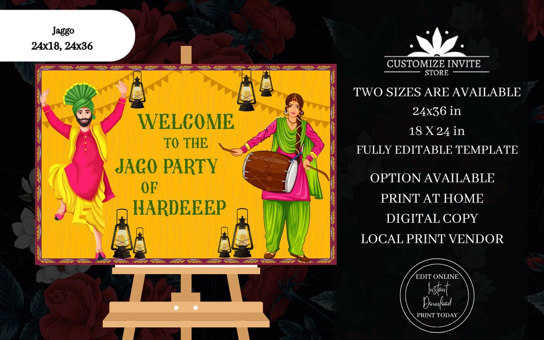 Jaggo Signs Bhangra as Sikh Wedding Decor Sign, Jaggo Welcome Signs as ...
