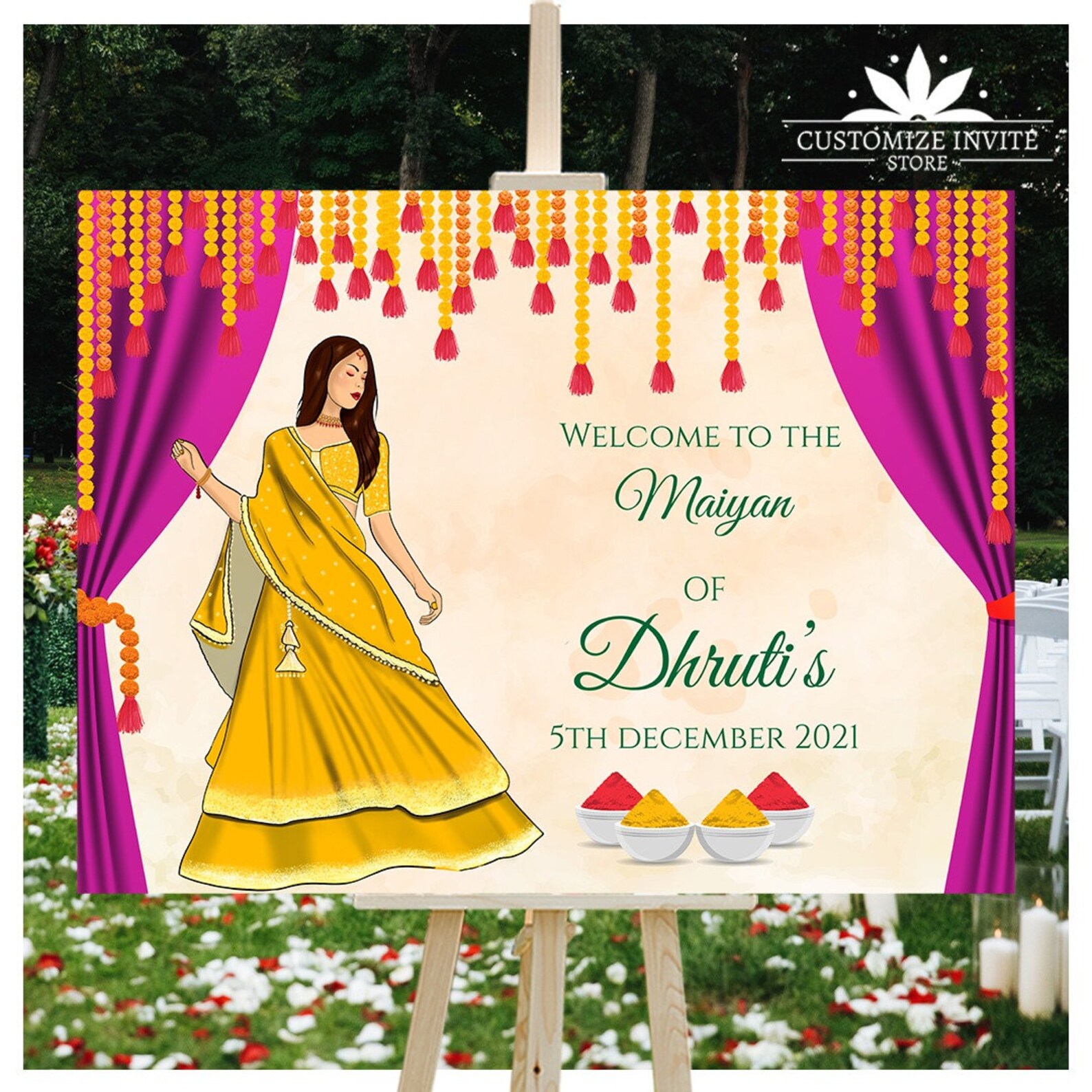 Welcome to My Maiyan Signs, Floral Maiyaan Welcome Signs, Indian ...