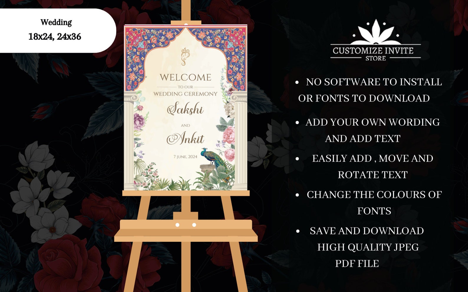 Fully Editable Hindi Shaadi Signage Board, Welcome to Our Wedding Sign ...