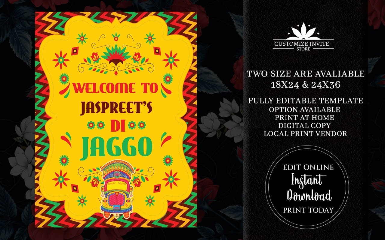 Jaggo Signs Bhangra as Sikh Wedding Decor Sign, Jaggo Welcome Signs as ...