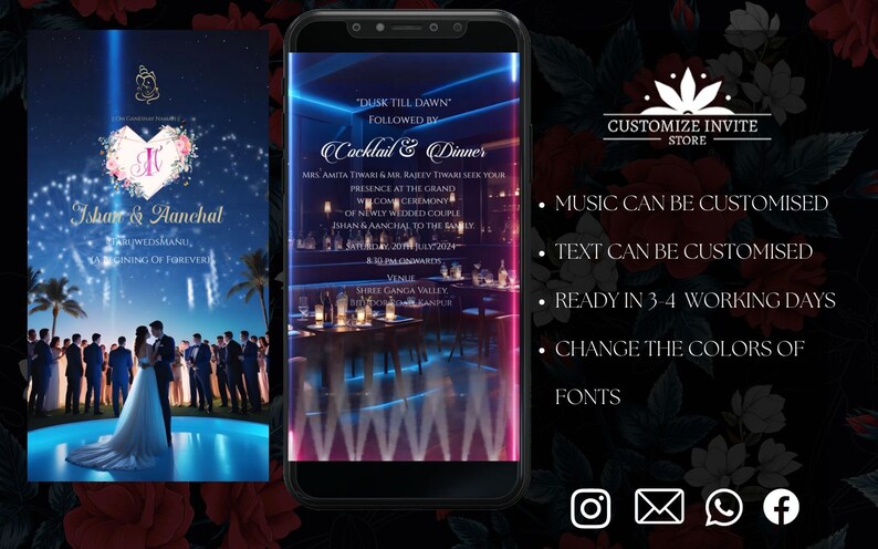 Starry Night Invitation | Digital Wedding Invitation | Whatsapp Invite ...