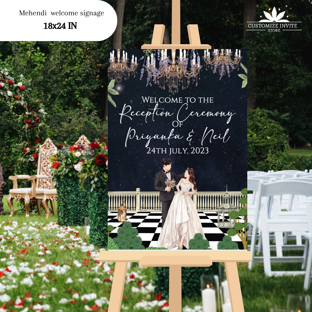 Welcome Reception Signs & Indian Wedding Reception Signage, Indian ...