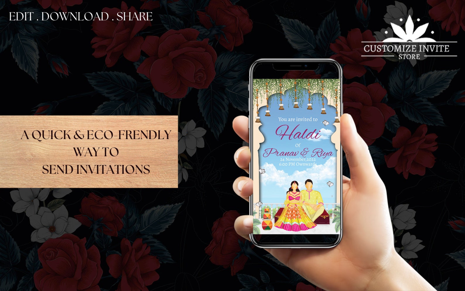 Haldi Invitations & Pithi Invites, Haldi Invite Card as Pithi ...