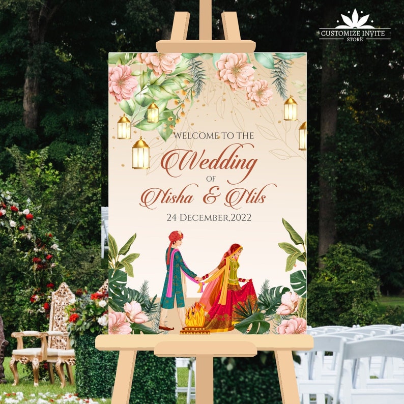 Indian Wedding Welcome Ceremony Signage, Welcome Signage, Phera Welcome ...