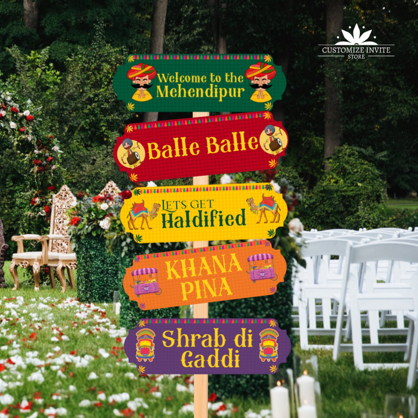 Wedding Function Signs as Fun Signs, Mehendi & Haldi Wedding Signs ...