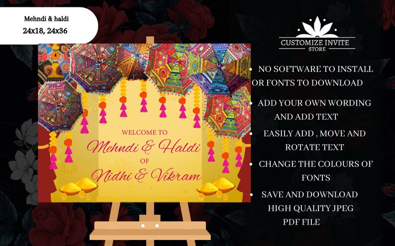 Welcome to Our Mehndi Night, Welcome to Mehndi Signs as Mehndi Welcome ...