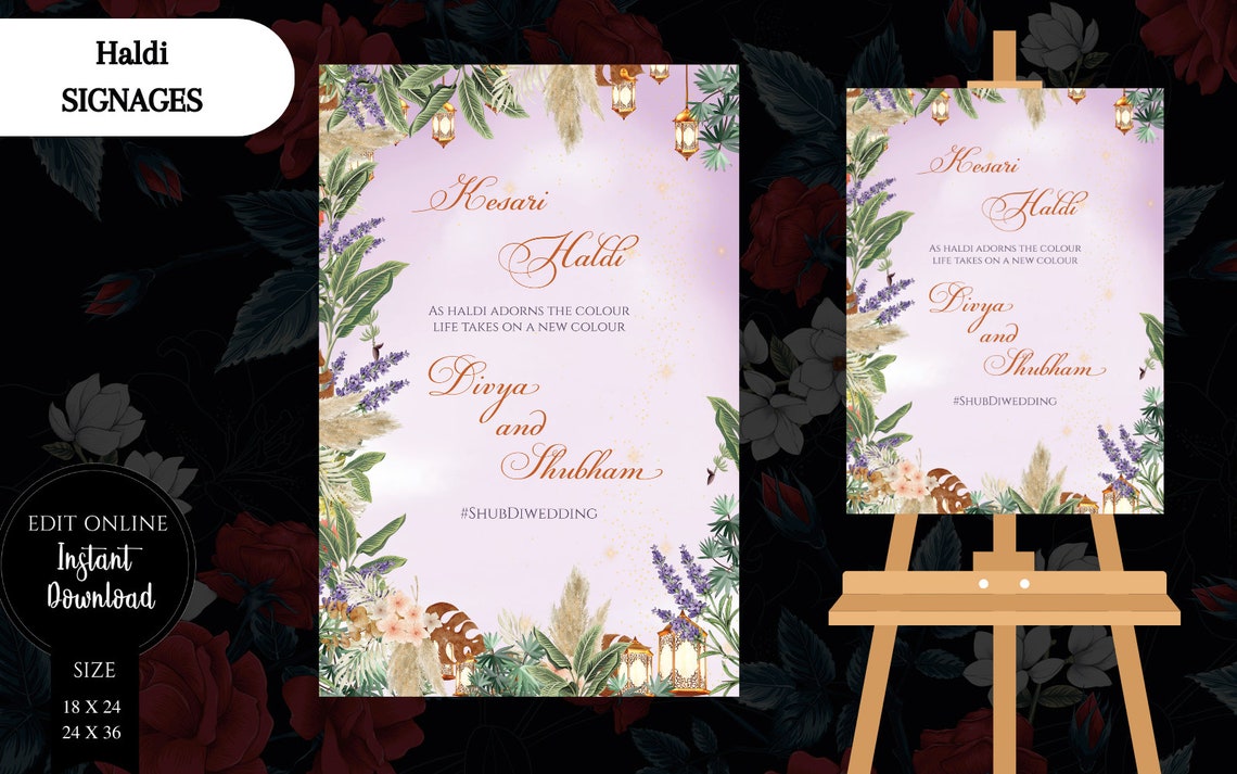 Boho Lavender Haldi Welcome Sign, Indian Wedding (printable) - Etsy
