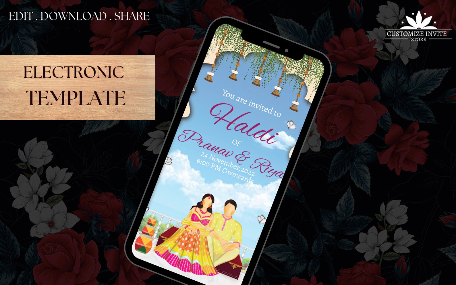 Haldi Invitations & Pithi Invites, Haldi Invite Card as Pithi ...