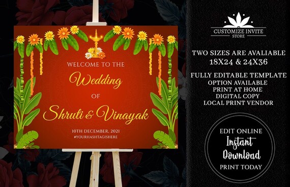 Tamil Wedding Welcome Sign as Indian Wedding Welcome Signage - Etsy