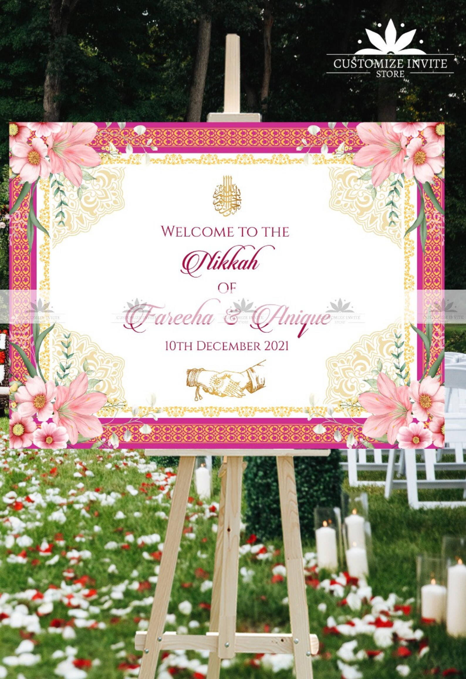 Welcome to Our Nikaah Signage, Nikkah Welcome Signs, Muslim Wedding ...