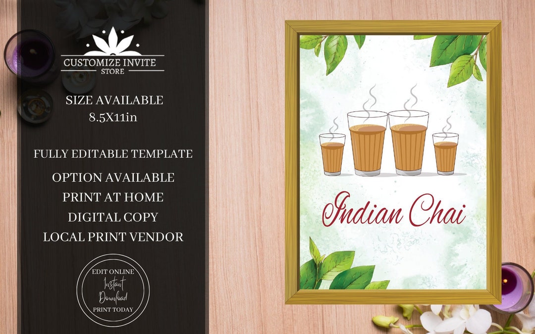 Chai Stall Signs Indian Food Station Sign, Indian Chai Station Sign ...