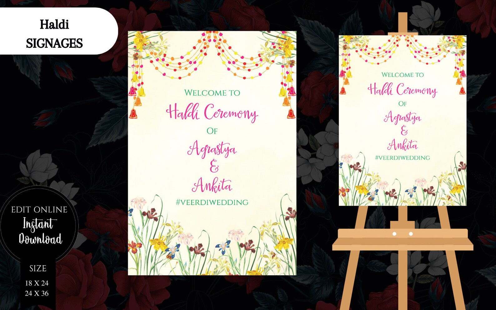 Haldi Entrance Decor Welcome Signage, Wedding Welcome Sign, Printable ...