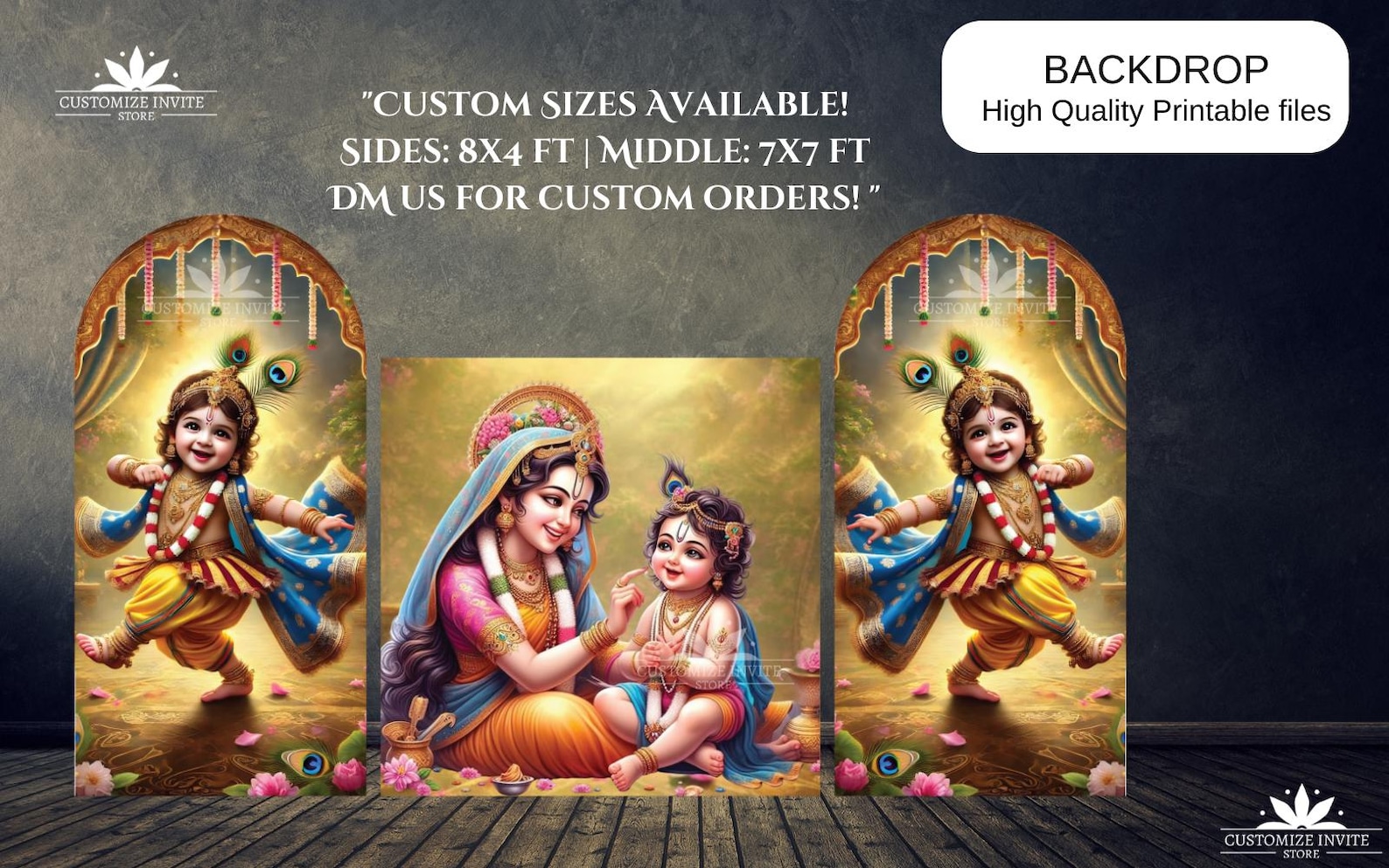 Baby Krishna & Yashoda Backdrop: Indian Shower Decor (digital PDF) - Etsy