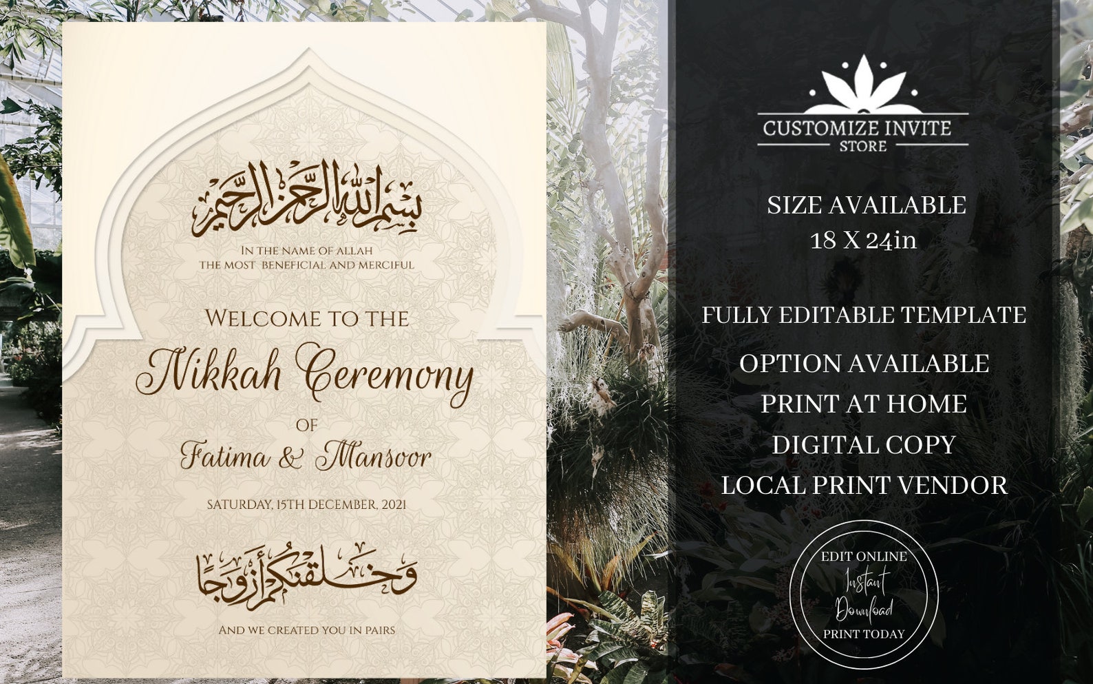 Nikkah Signages, Muslim Wedding Sign as Nikah Welcome Sign, Muslim ...