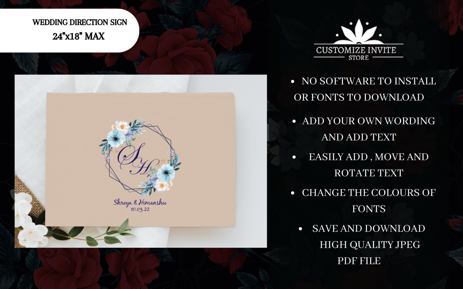 Floral Wedding Logo for Indian Invitation Monogram Crest, Pastel ...