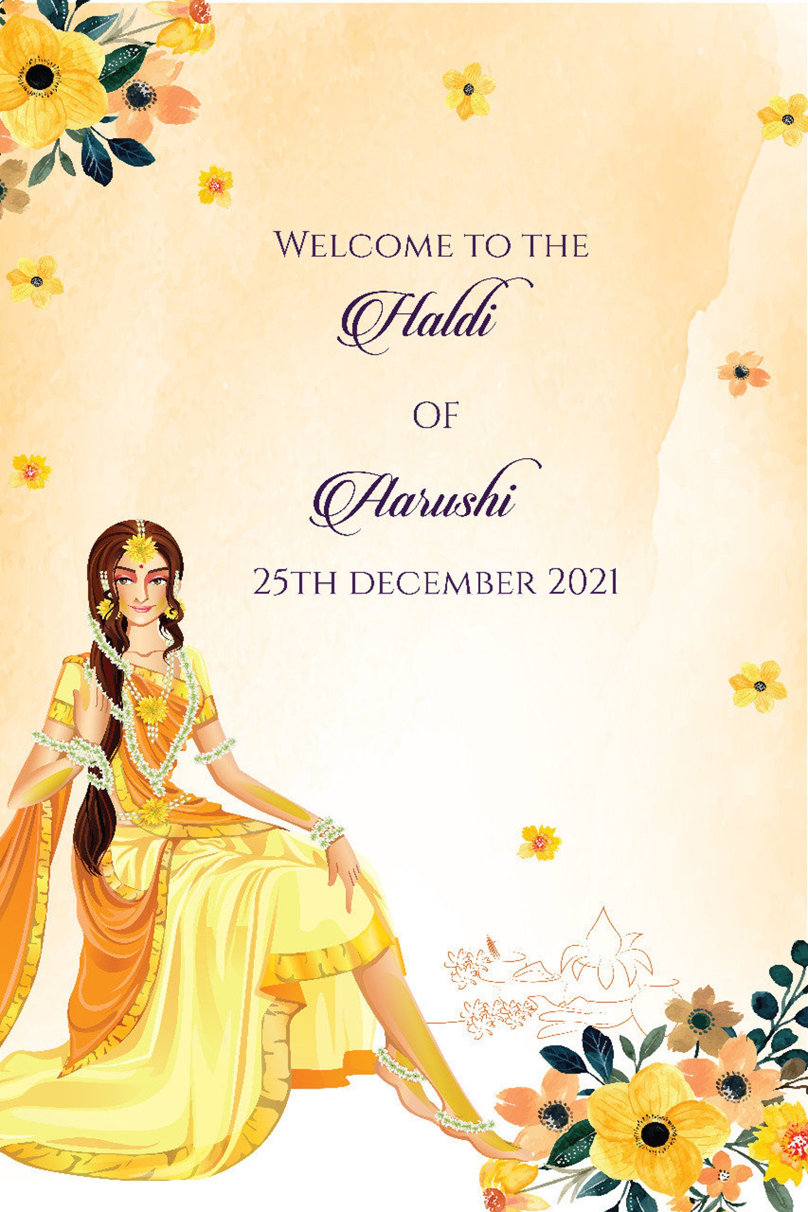 Haldi Welcome Ceremony Signage, Haldi decor Entry Sign Board, Haldi ...