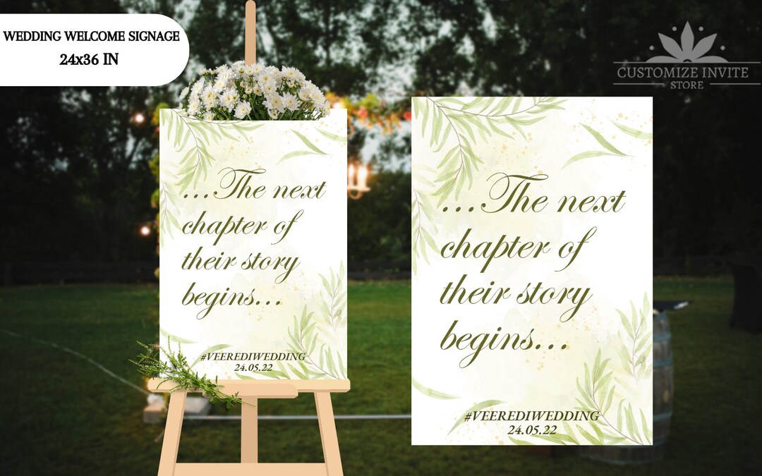 Greenery Editable Welcome Sign, Welcome Sign Template, Pastle Green ...