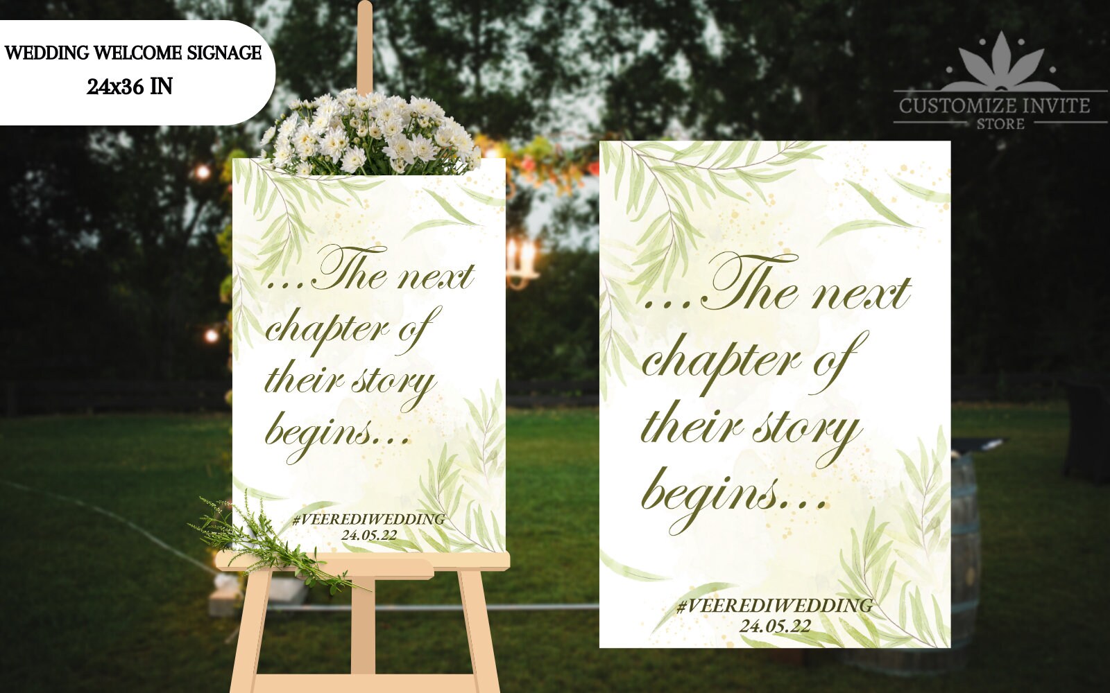 Greenery Editable Welcome Sign Welcome Sign Template Pastle - Etsy