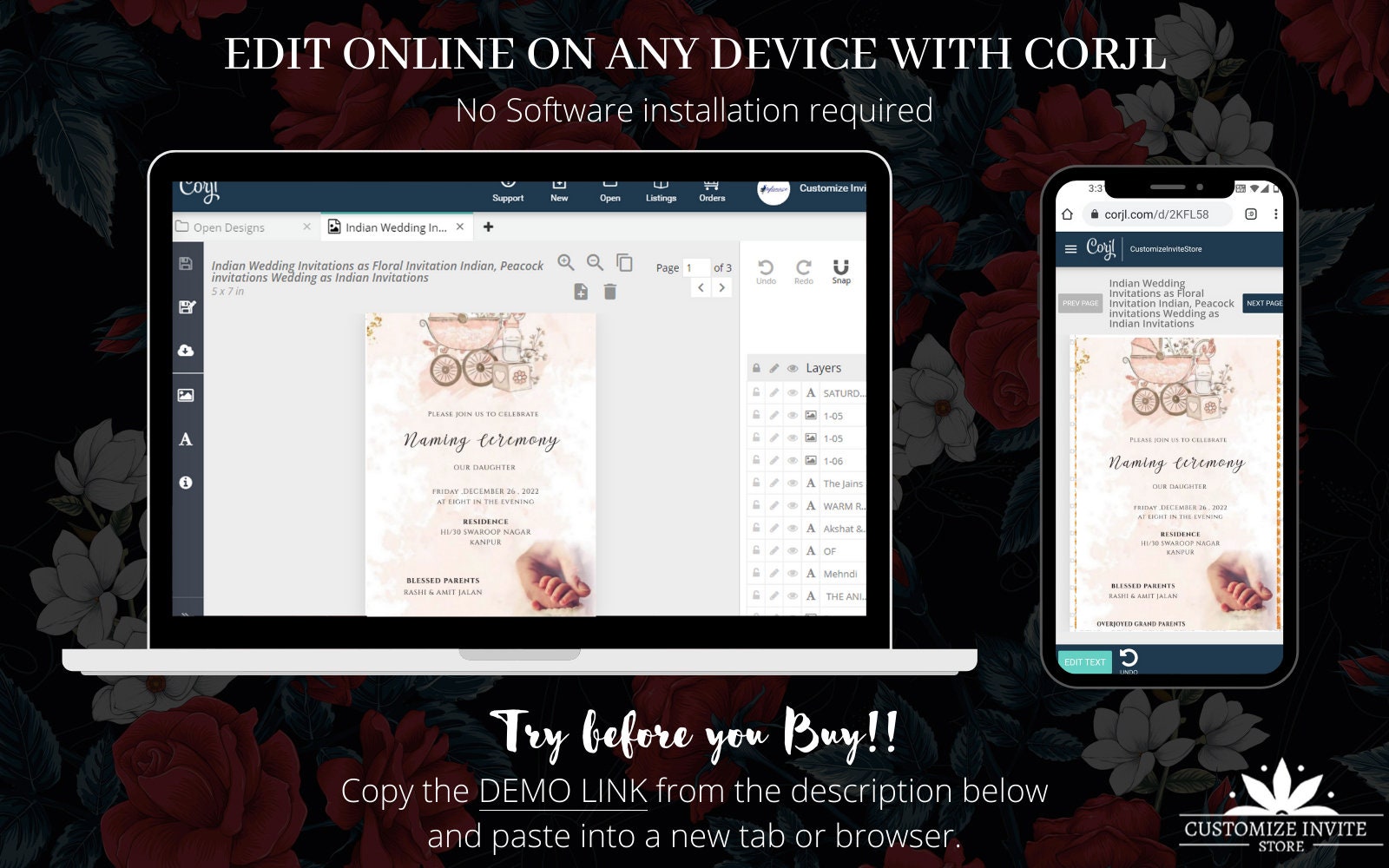 Naming Day Invite Naming Day Card, Naming Baby Card, Naming Ceremony ...