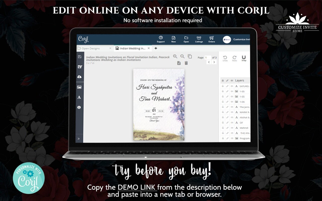 Electronic Wedding Card Digital Invitations Suite, E-invitation Cards ...
