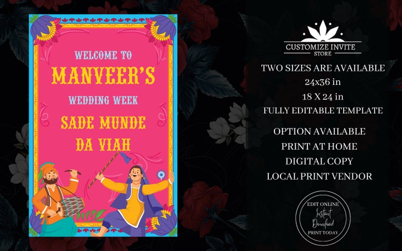 Sade Munde Da Viah, Punjabi Welcome Signs & Sikh Welcome Signs, Punjabi ...