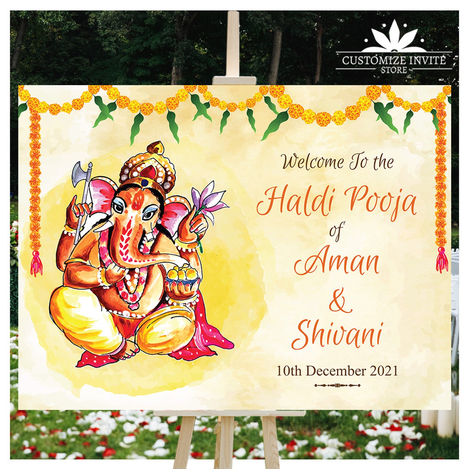 Ganesh Puja Sign for Ganesha Wedding Signs, Wedding Sign Ganpati ...