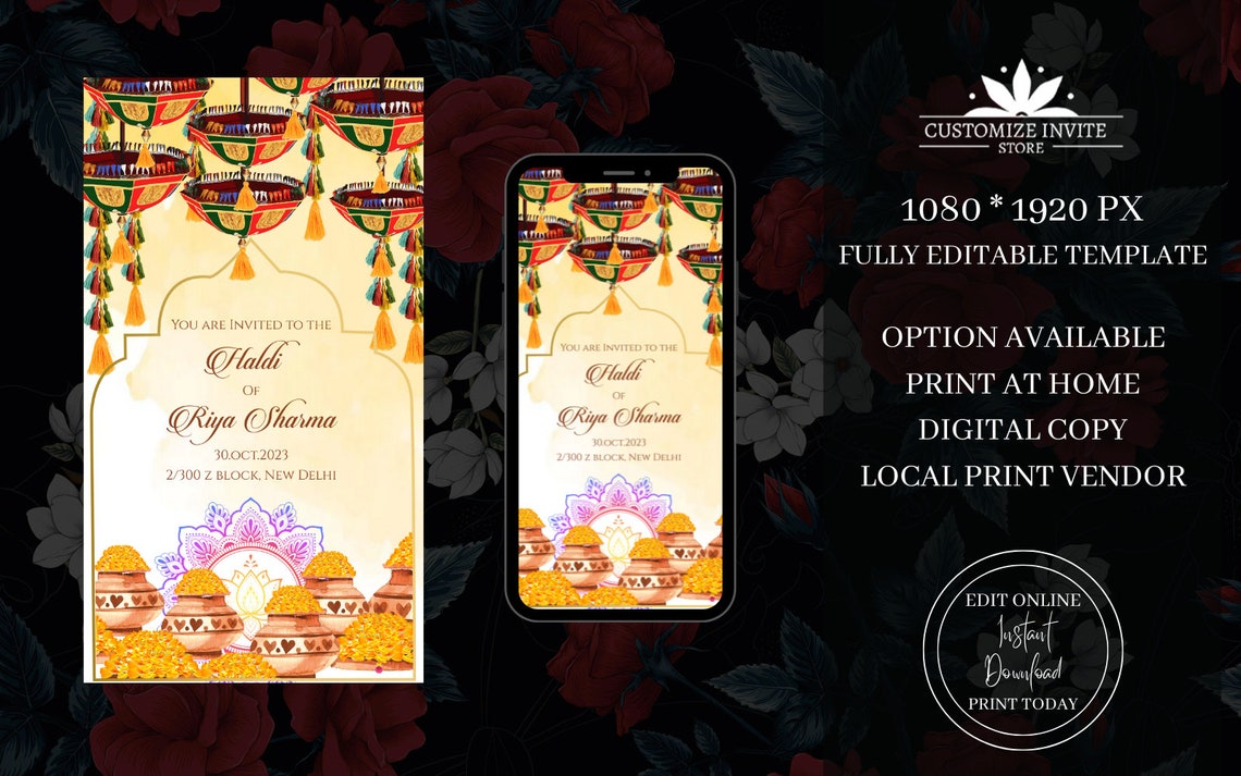 Digital Haldi Invites & Haldi Invitations, Electronic Haldi Card as ...
