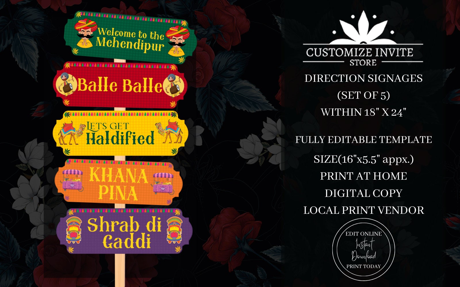 Wedding Function Signs as Fun Signs, Mehendi & Haldi Wedding Signs ...