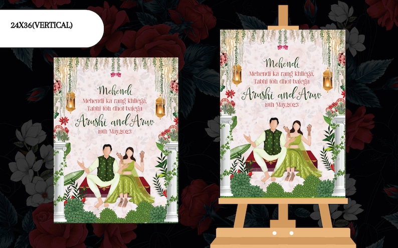 Beautiful Mehendi Sign, Printable Mehendi Welcome Signs, Indian Mehendi ...