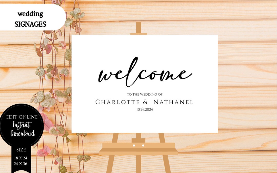 Wedding Welcome Sign, Welcome to Our Wedding Poster, Script Welcome ...