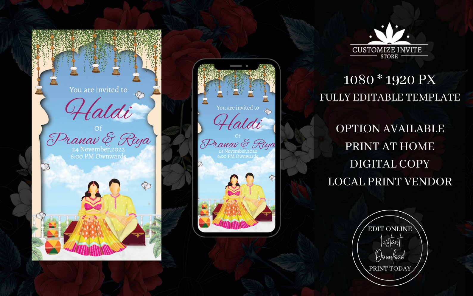 Haldi Invitations & Pithi Invites, Haldi Invite Card as Pithi ...