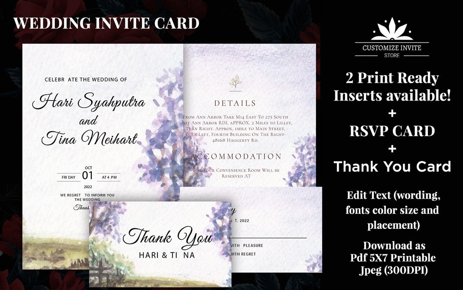 Electronic Wedding Card Digital Invitations Suite - Etsy