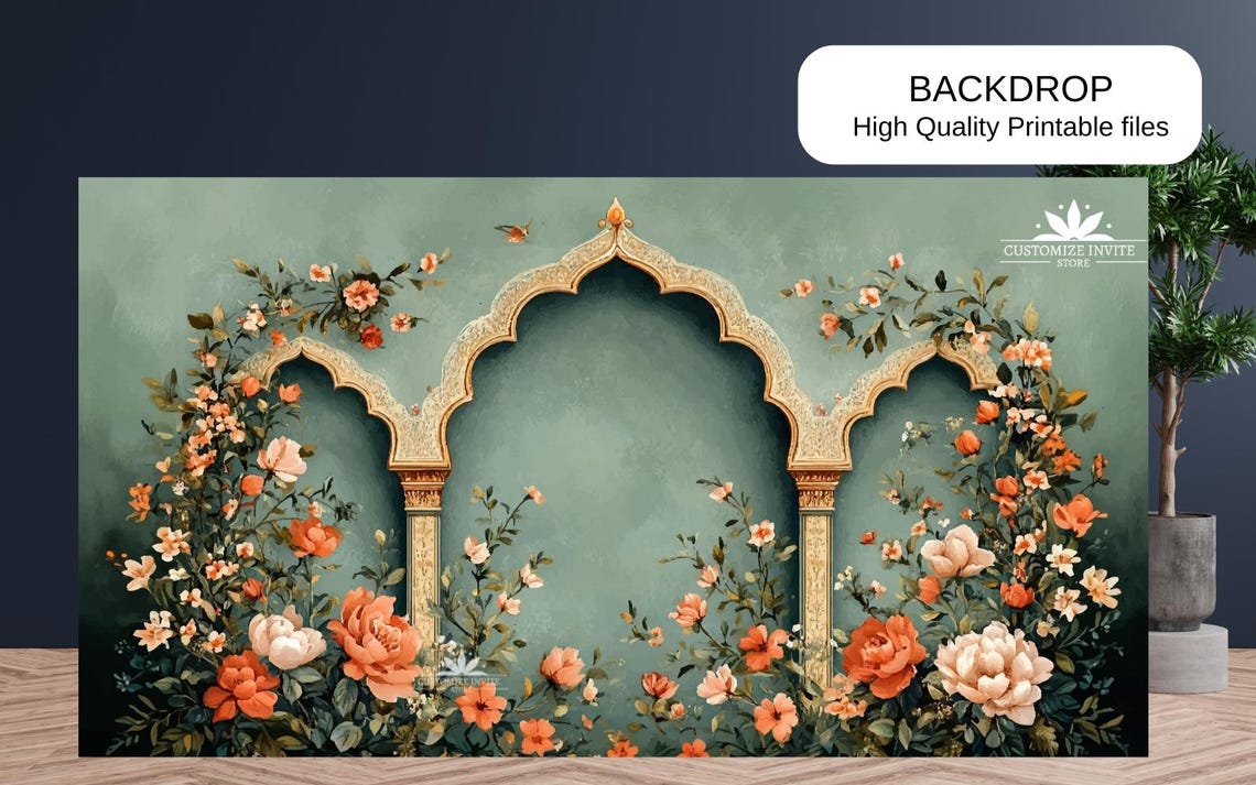 Floral Indian Wedding Backdrop: Customizable Digital Print - Etsy