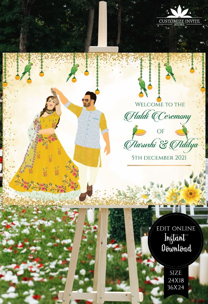 Haldi Welcome Sign for Wedding Haldi Signage Printable - Etsy