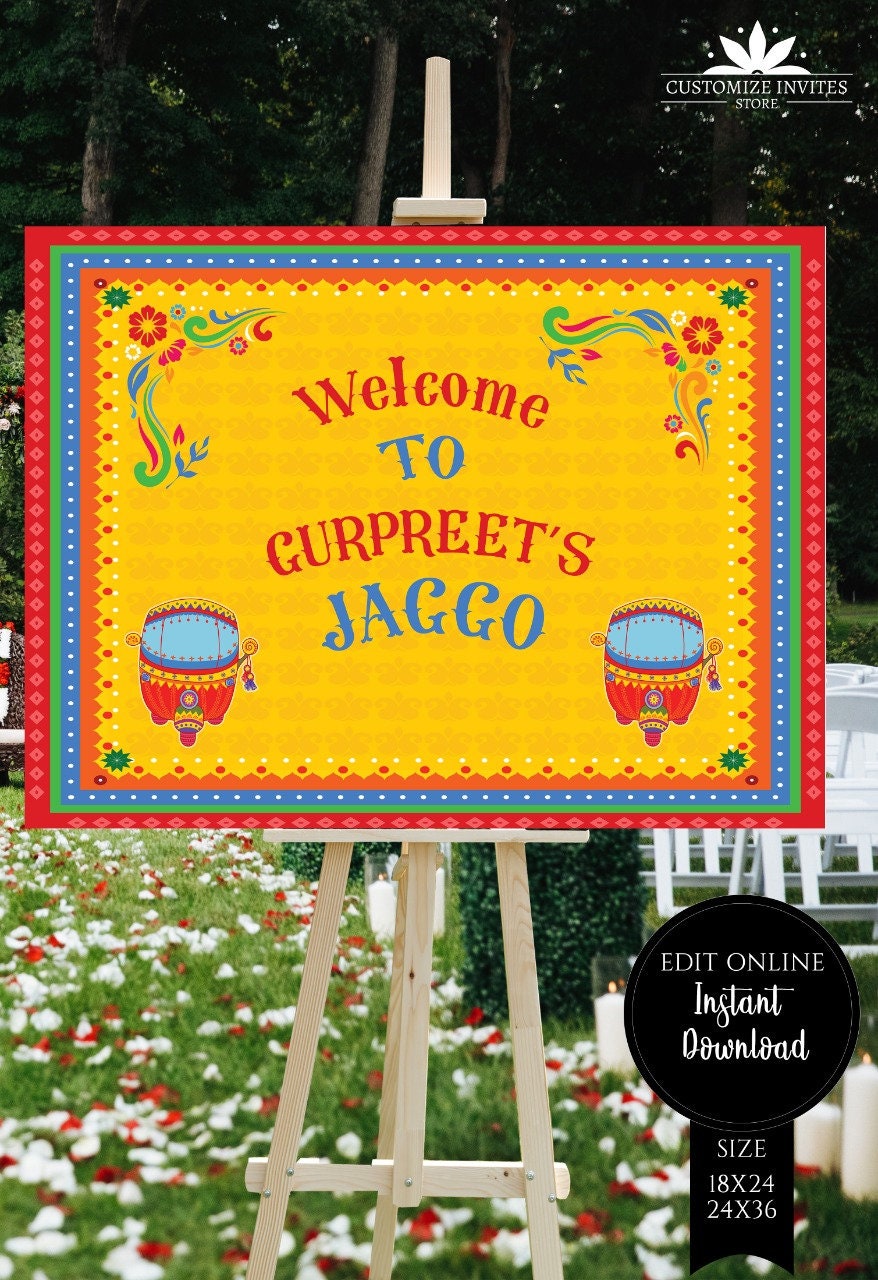 Jaggo Welcome Signs as Punjabi Wedding Decor Signage, Jaggo Signs ...